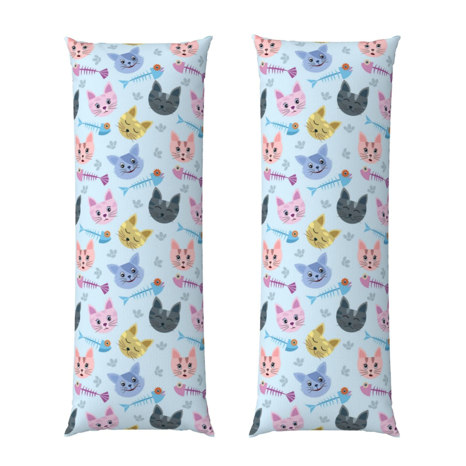 Body Pillow Cover, Artistic Cute Cartoon Cat Fishbone Printing Cooling ...