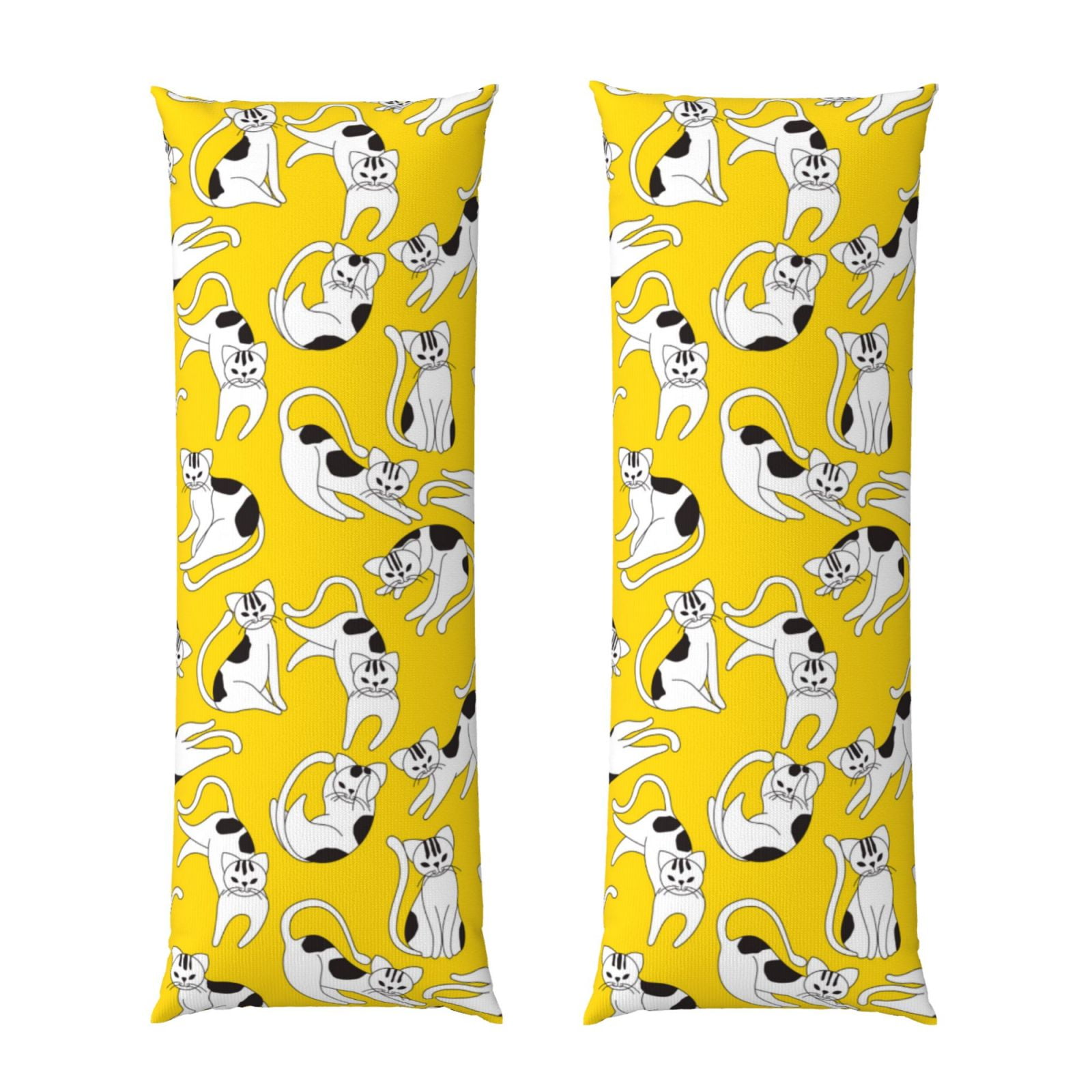 Body Pillow Cover - Artistic Cute Cartoon Cat Yellow Super Soft Body ...