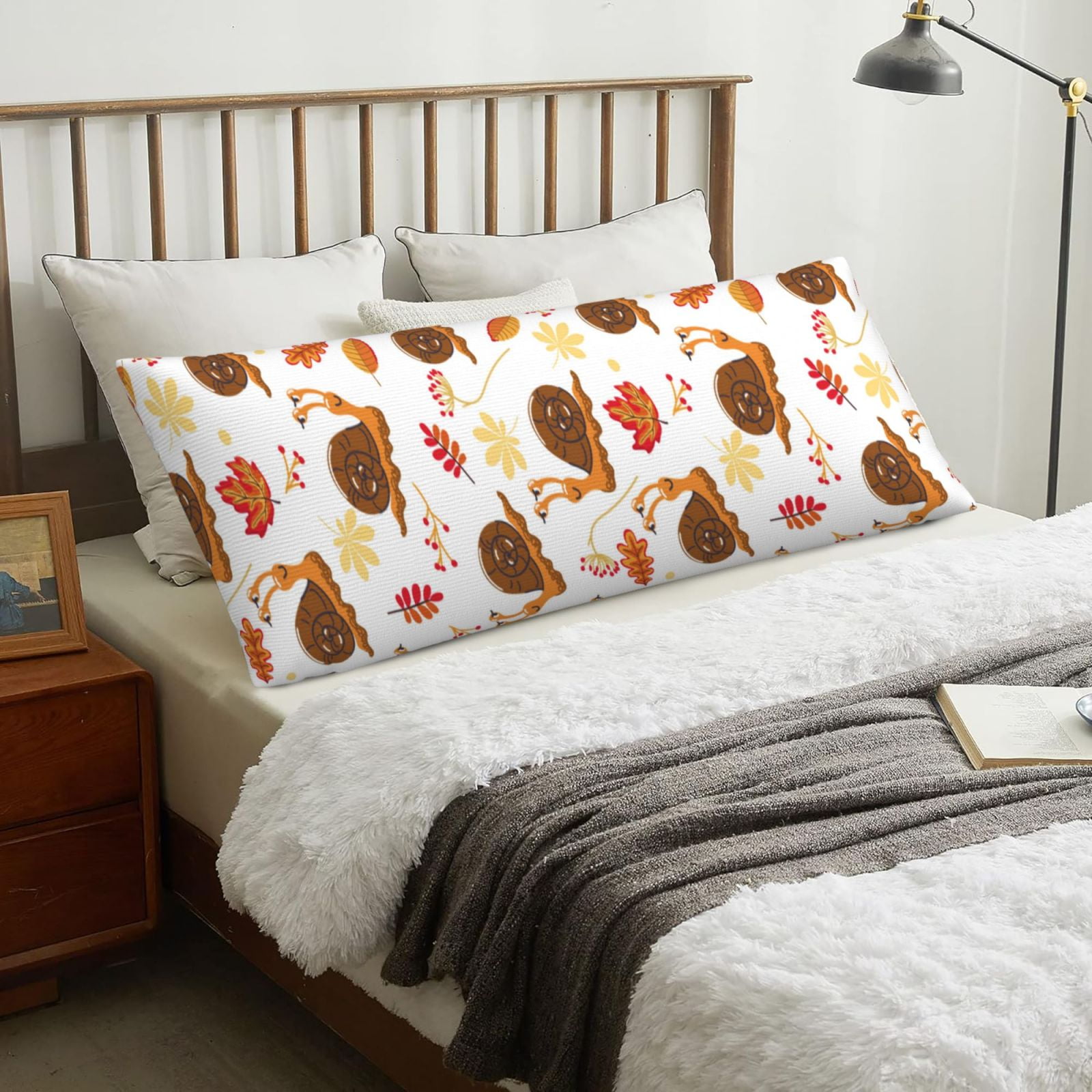 Body Pillow Cover - Autumn Leaf Snails Soft Body Pillow Pillowcase ...