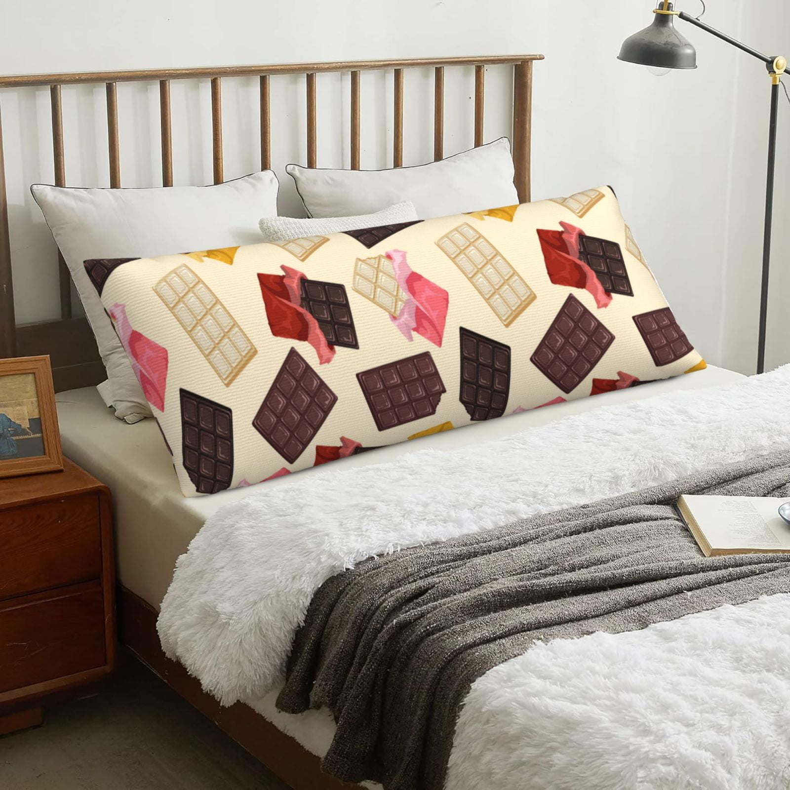 Body Pillow Cover - Block Chocolate Print Soft Body Pillow Pillowcase ...