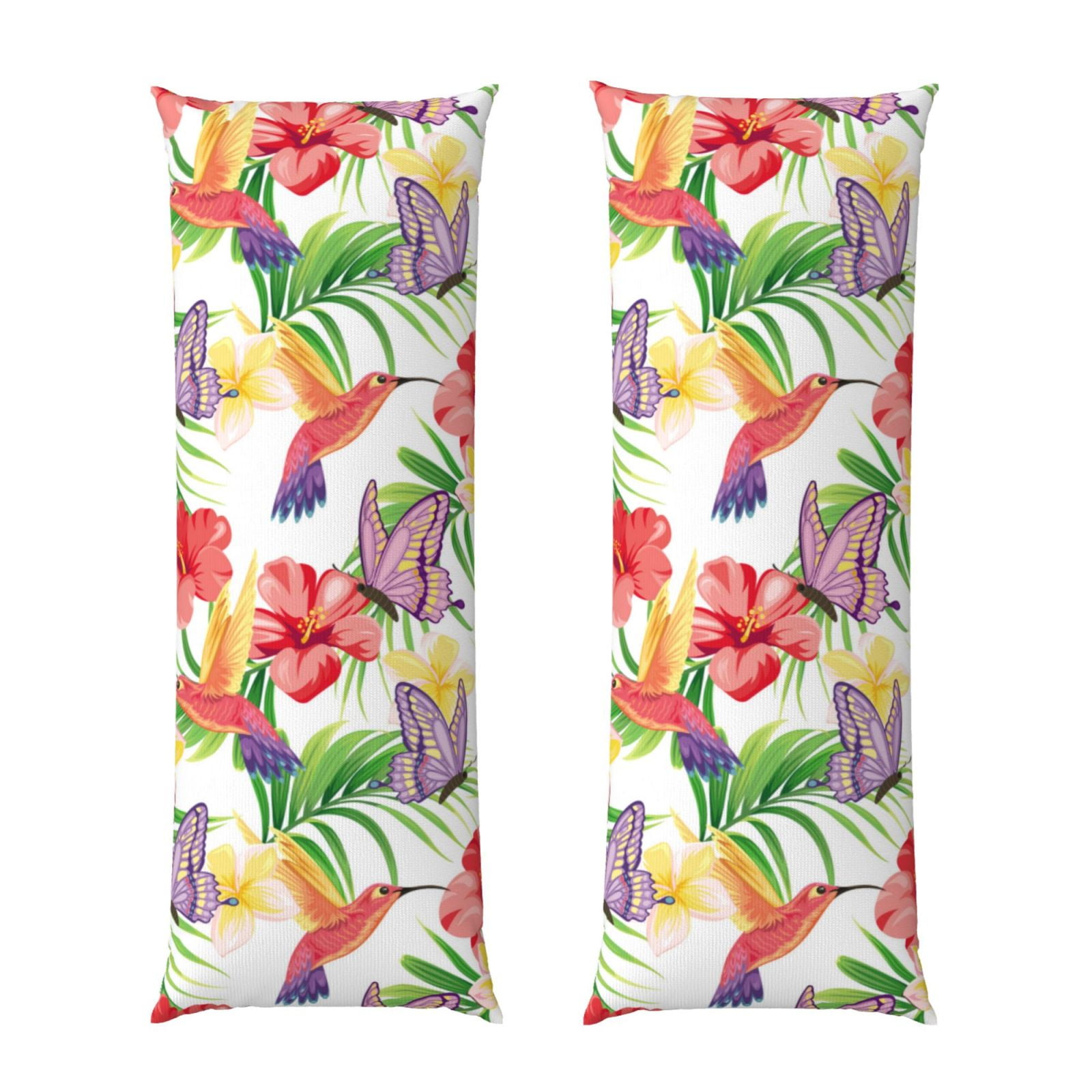 Body Pillow Cover, Butterflies Flowers Hummingbirds Body Pillow ...