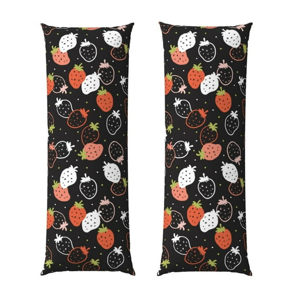 Body Pillow Cover, Cartoon Strawberry Black Body Pillow Pillowcase With Zipper, Soft And Skin ...