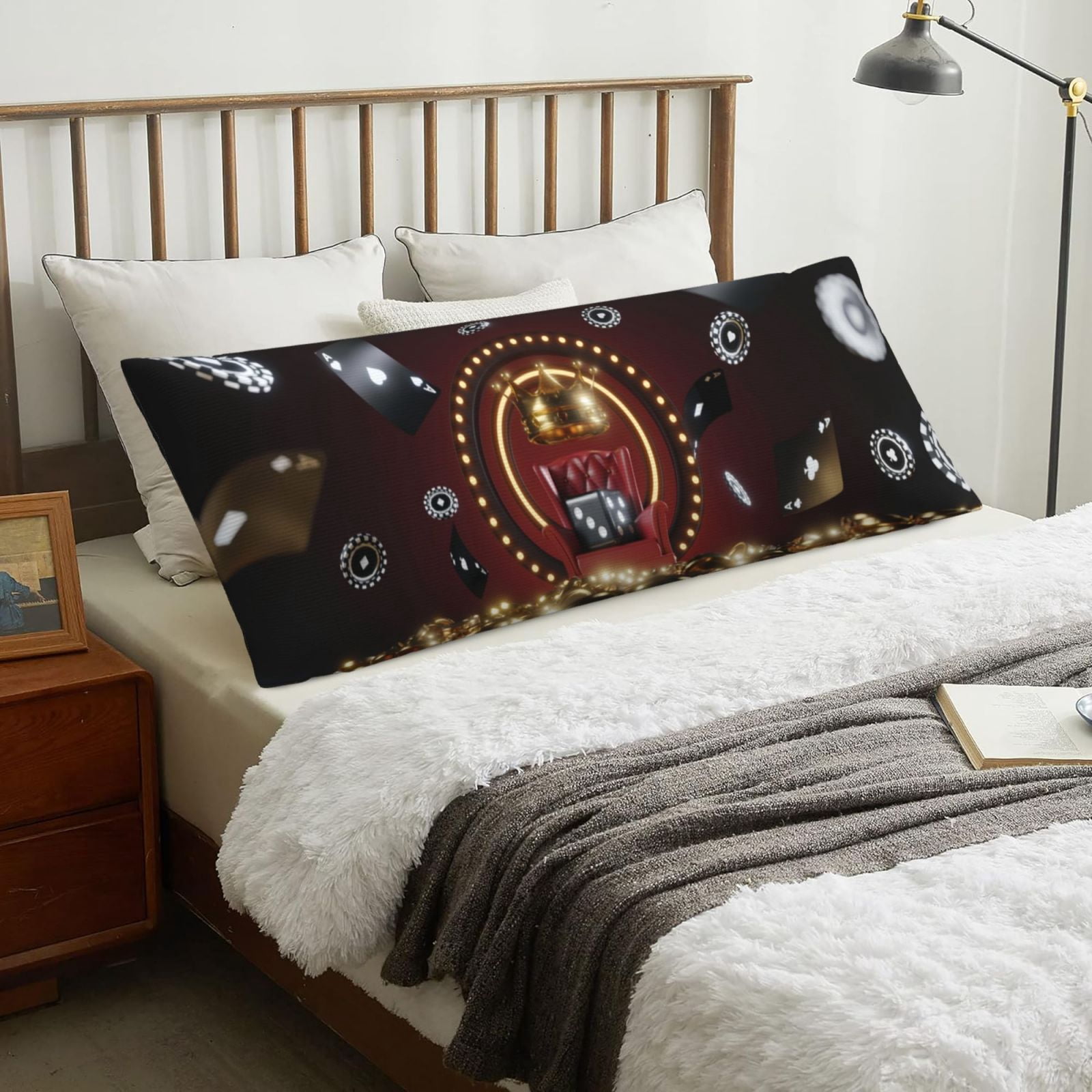 Body Pillow Cover Casino King And Playing Cards Long Pillow Cover with ...