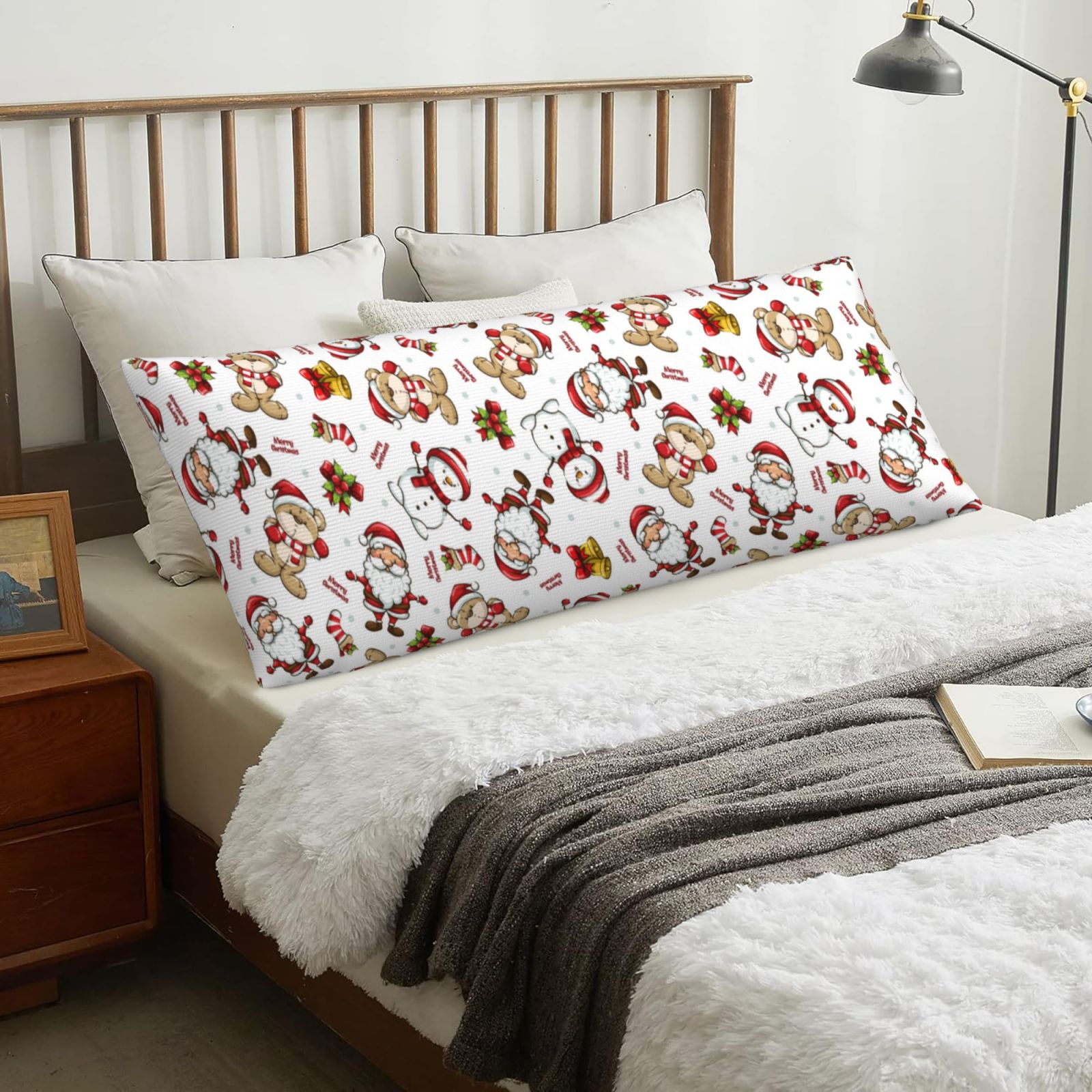 Body Pillow Cover, Christmas Santa Cartoon Snowman Body Pillow Cases ...