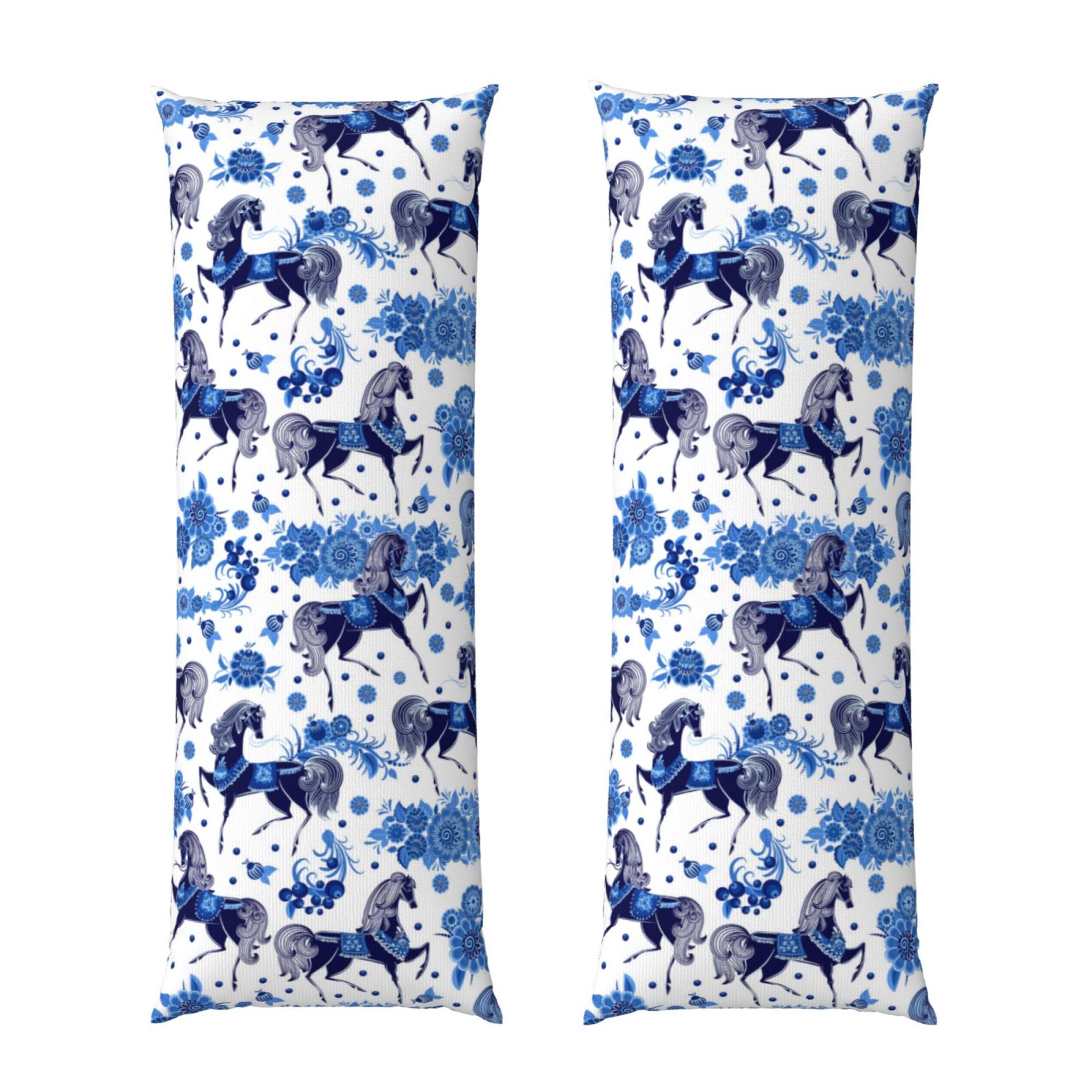 Body Pillow Cover - Classic Cool Horse Flower Blue Super Soft Body ...