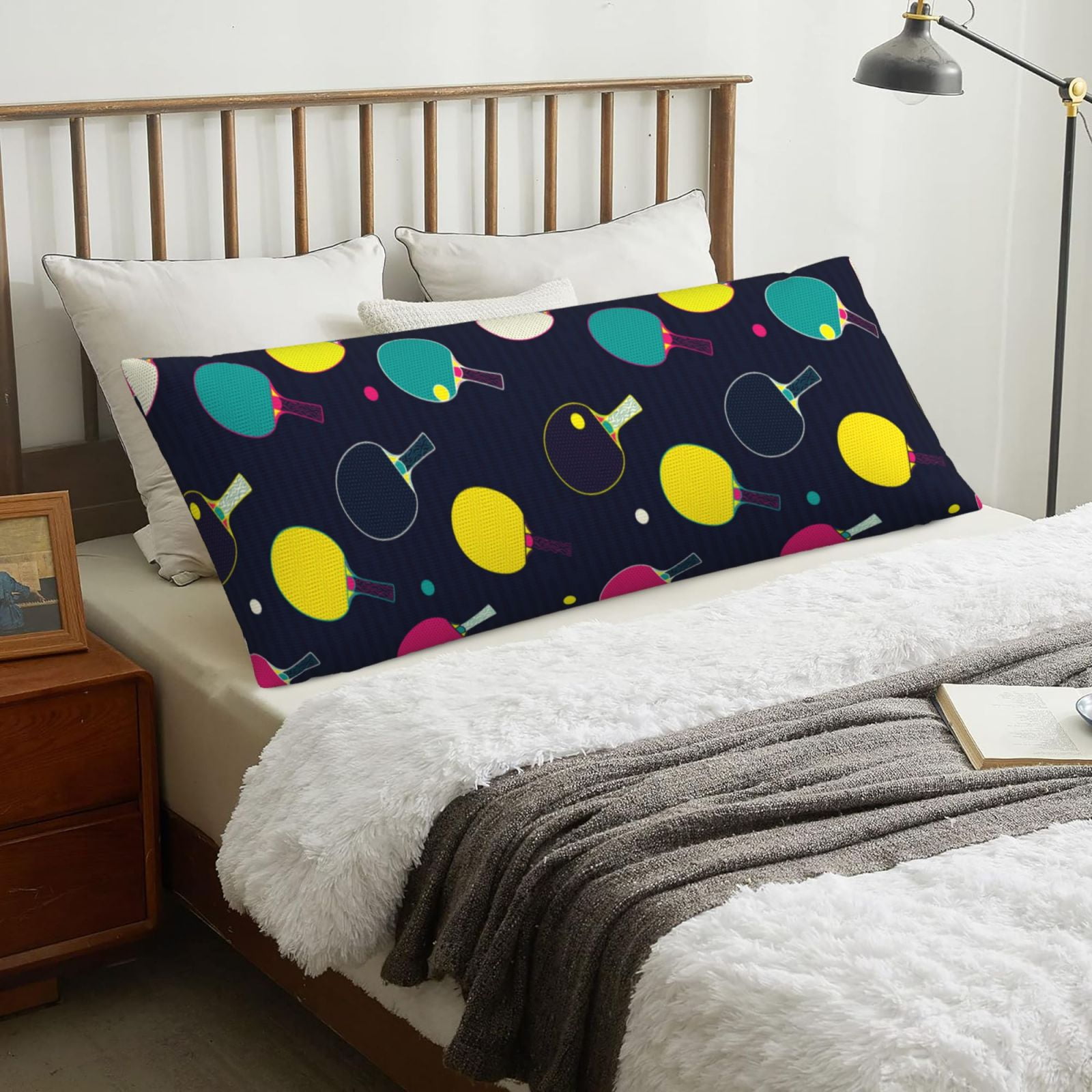 Body Pillow Cover Colorful Ping Pong Rackets Long Pillow Cover with ...