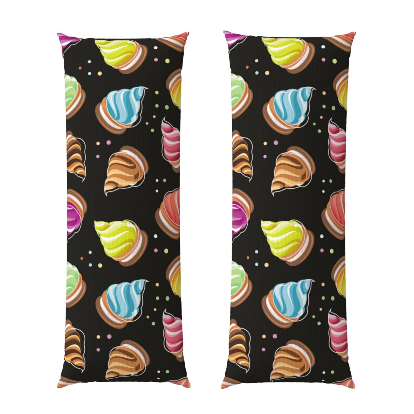 Body Pillow Cover, Colourful Ice Cream Print Black Printing Cooling ...