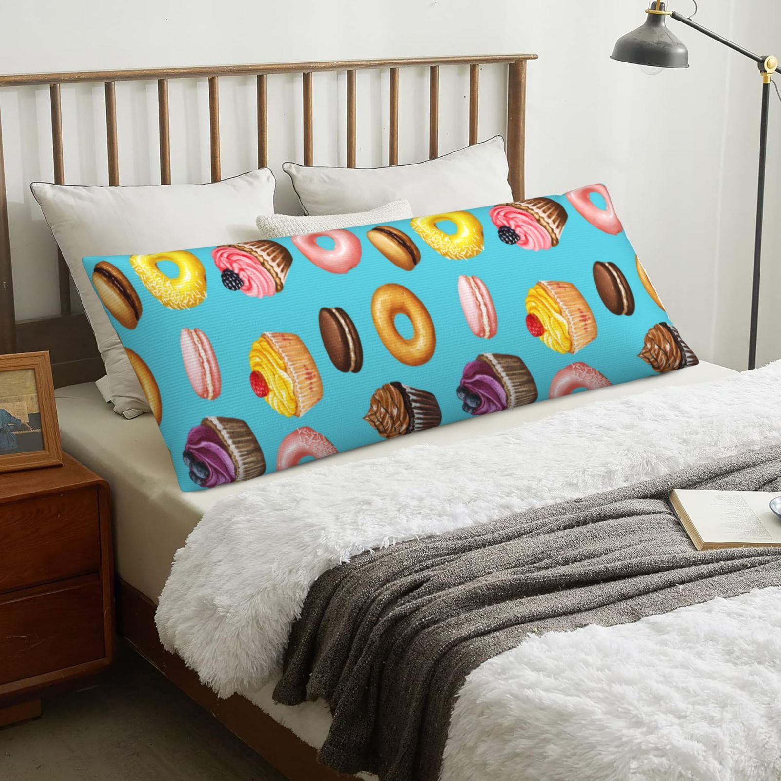 Body Pillow Cover - Cupcake Donut Macaroon Prints Soft Body Pillow ...