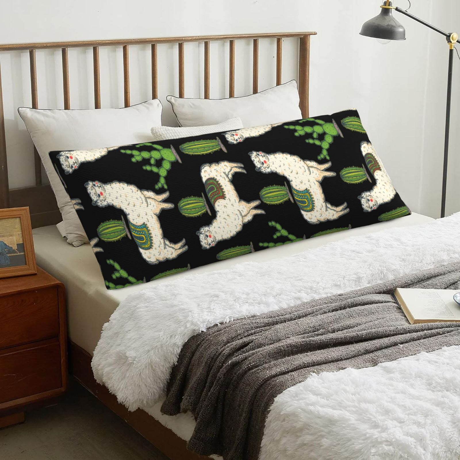 Body Pillow Cover - Cute Alpaca Cactus Green Soft Body Pillow ...