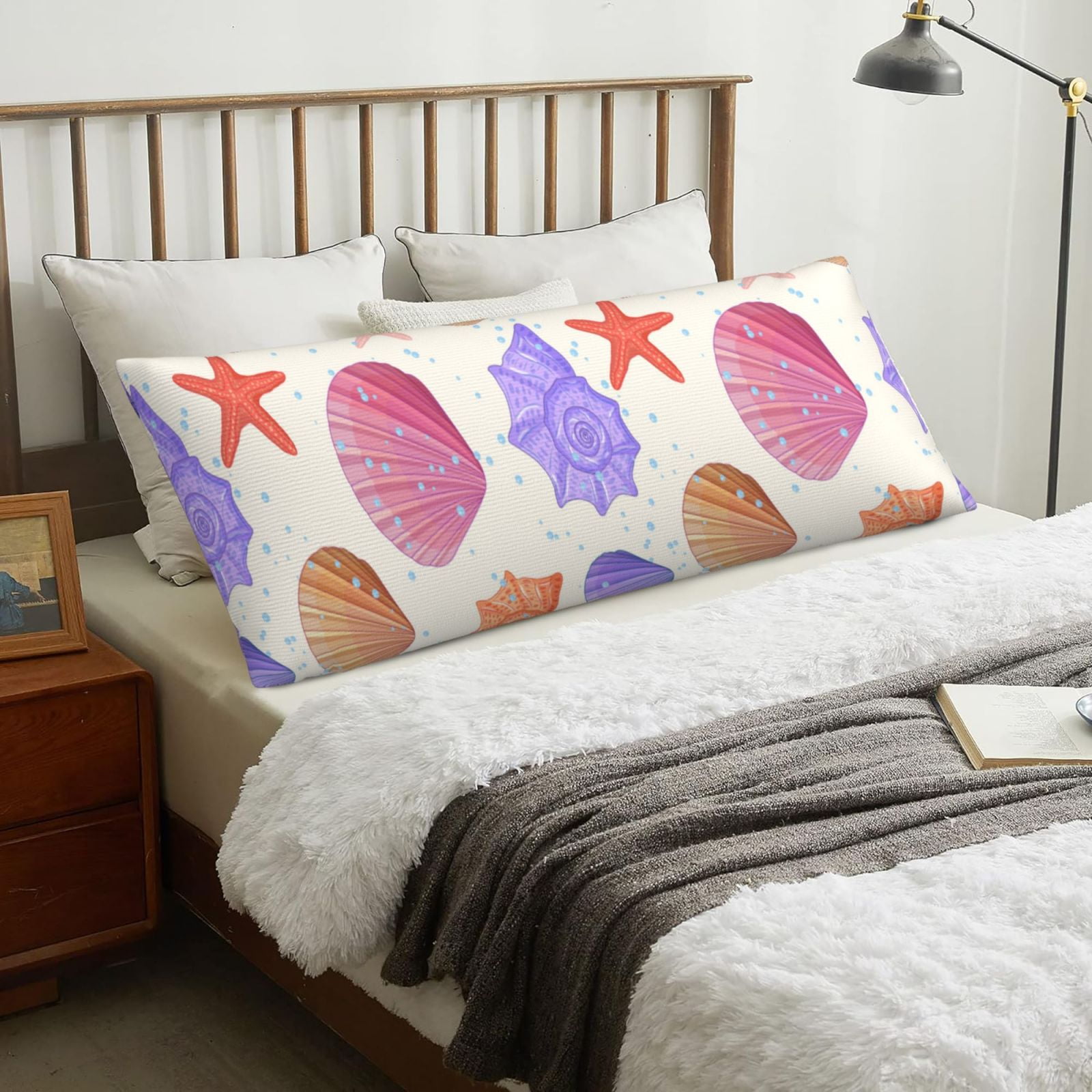 Body Pillow Cover - Cute Cartoon Conch Shell Starfish Soft Body Pillow ...