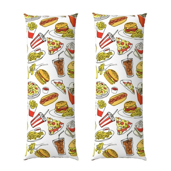 Body Pillow Cover, Cute Food Pizza Fries Printing Cooling Body Pillow ...