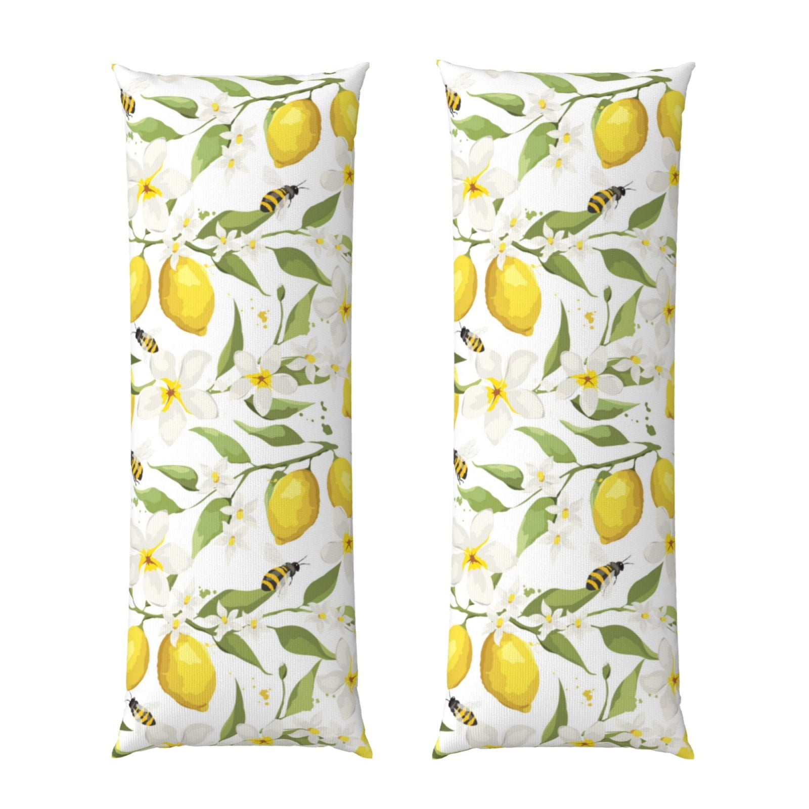 Body Pillow Cover - Cute Lemon Bee Flower Leaves Super Soft Body Pillow ...