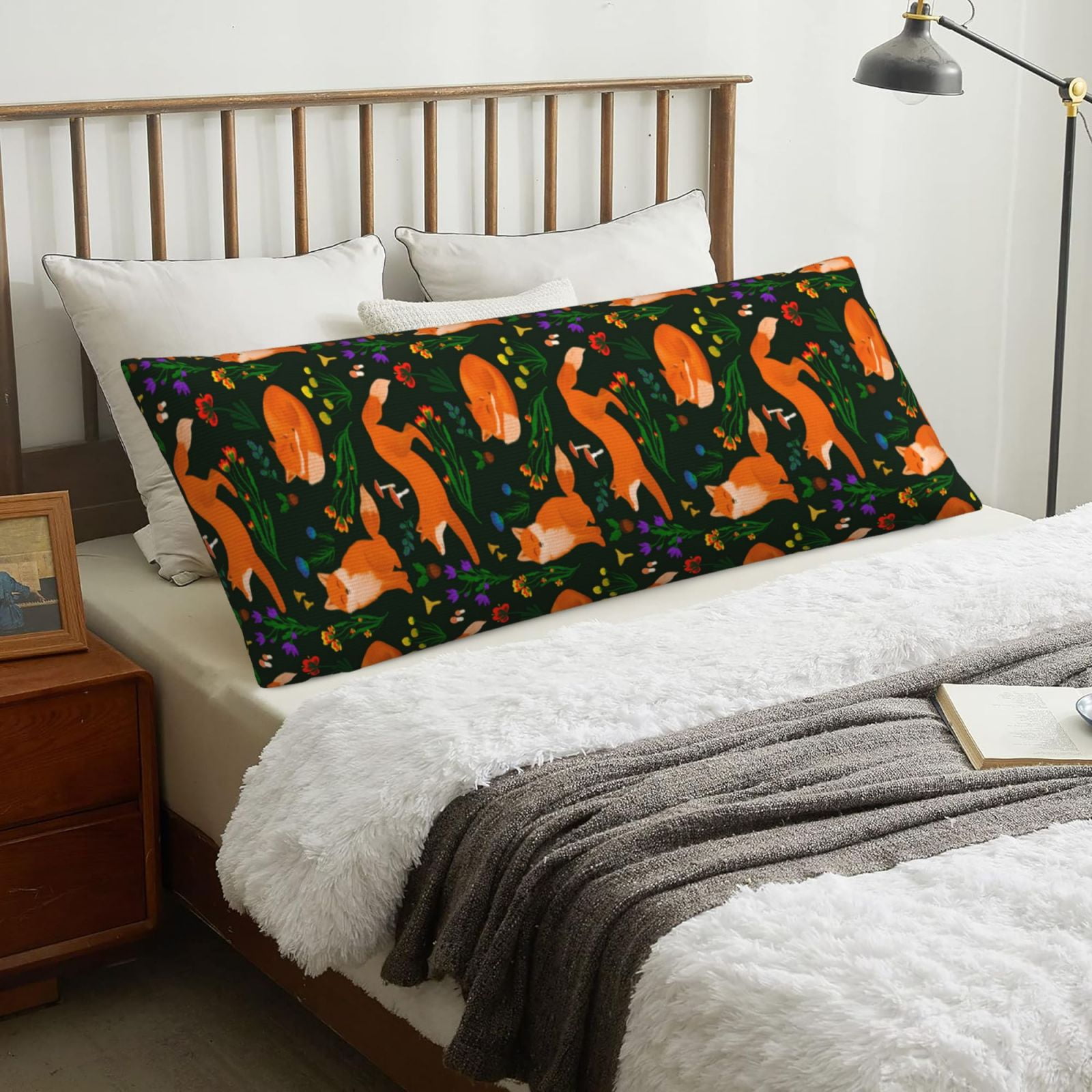 Body Pillow Cover Cute Little Foxes Long Pillow Cover with Zipper, Soft ...