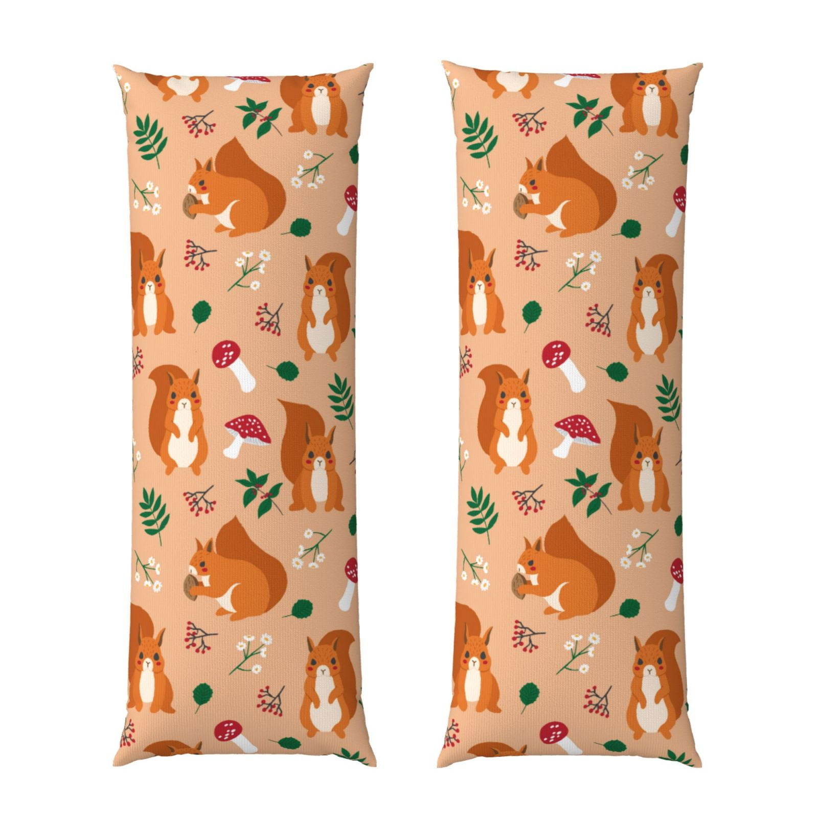 Body Pillow Cover - Cute Squirrel Mushroom Cartoon Super Soft Body ...