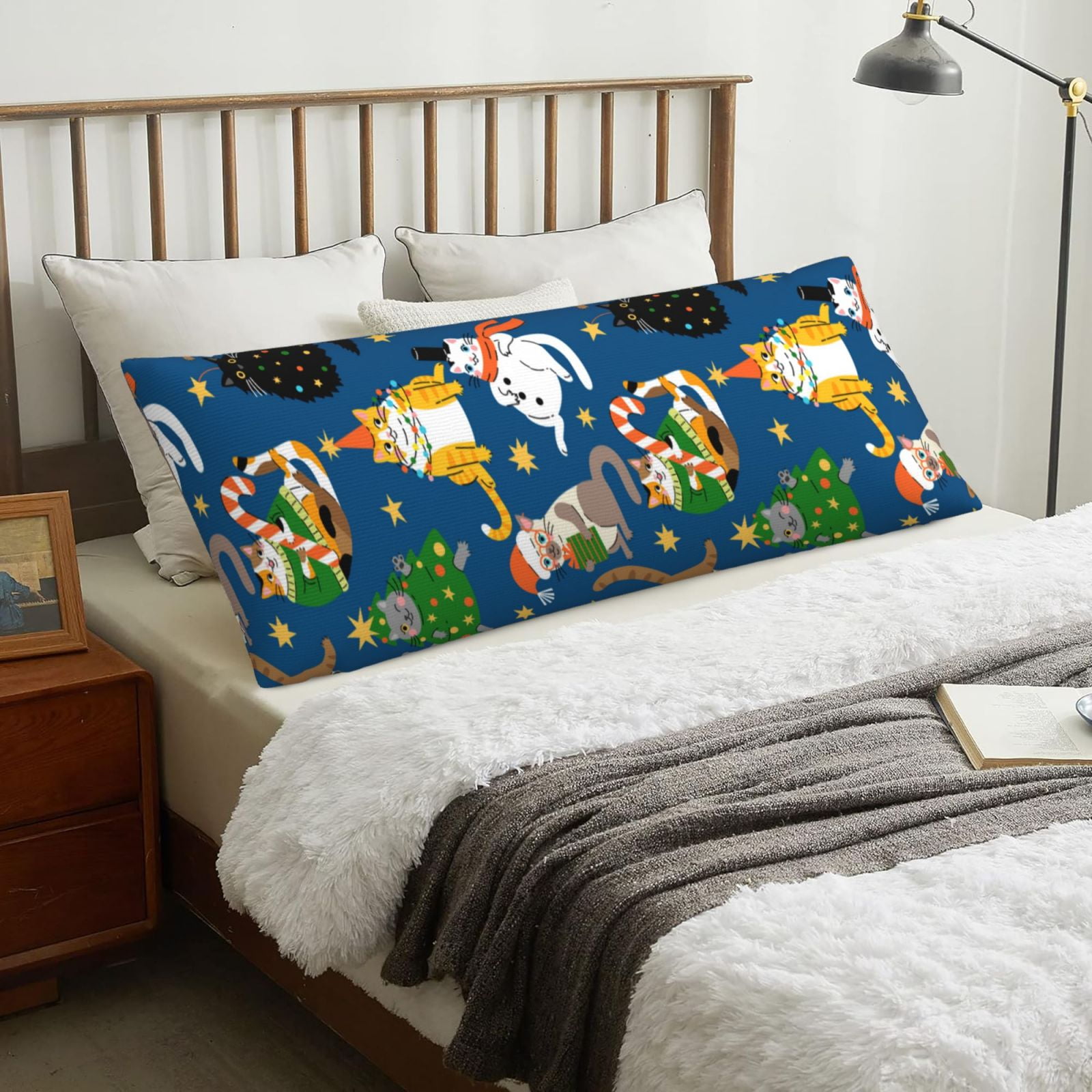 Body Pillow Cover - Different Cats Christmas Printing Cooling Body ...