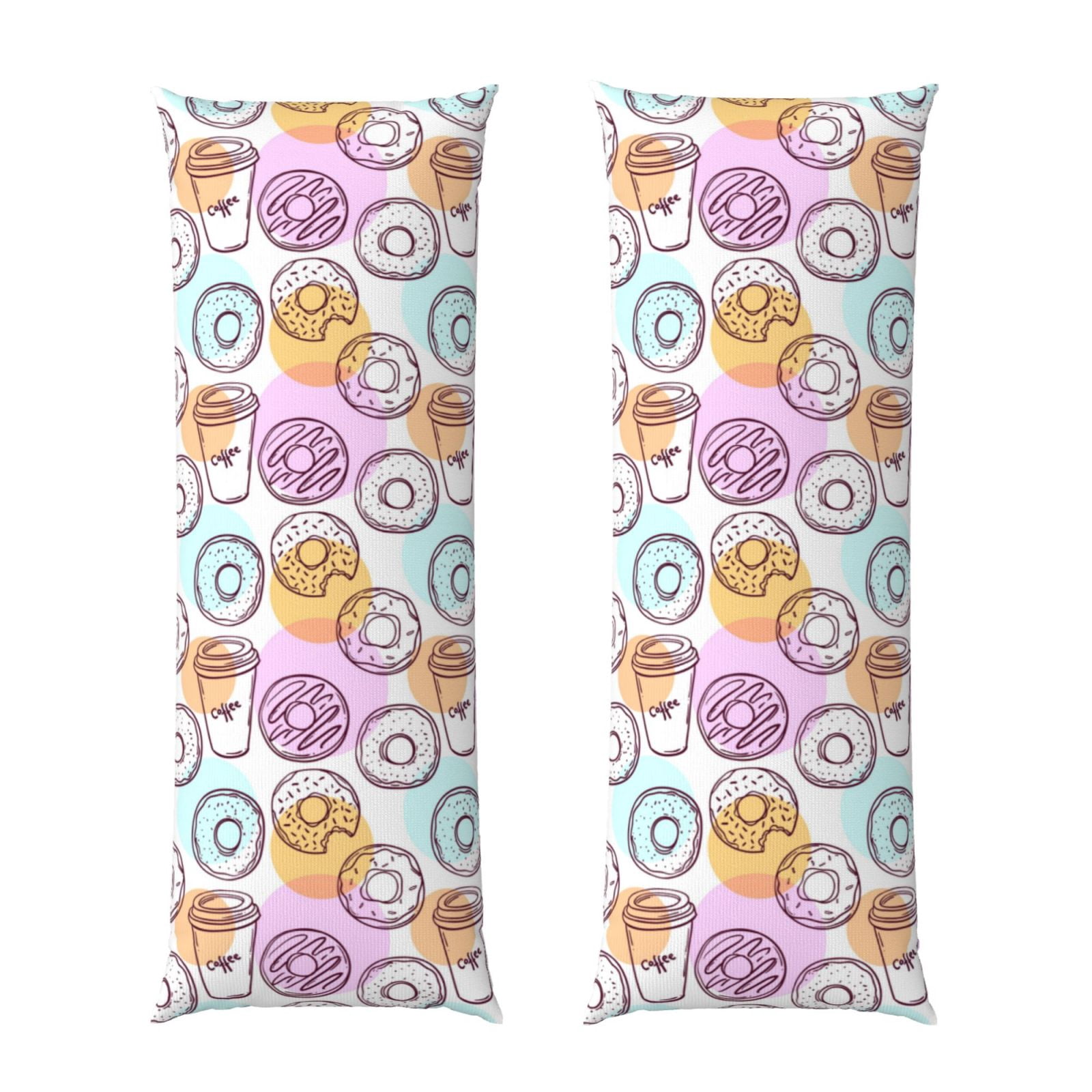 Body Pillow Cover - Donuts and Coffee Super Soft Body Pillow Cover with ...