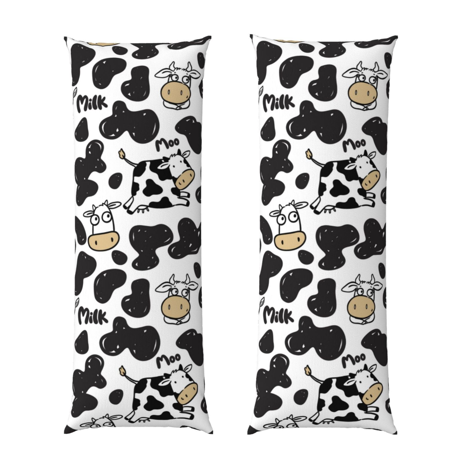 Body Pillow Cover, Edgy Cartoon Cute Cow Black White Body Pillow ...