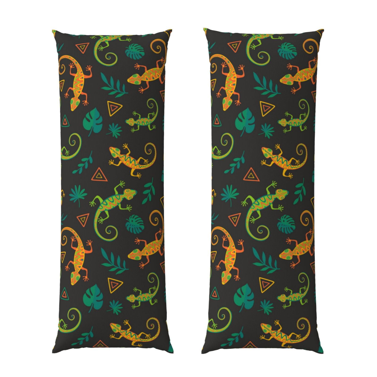 Body Pillow Cover, Exotic Funny Gecko Lizard Leaves Body Pillow ...