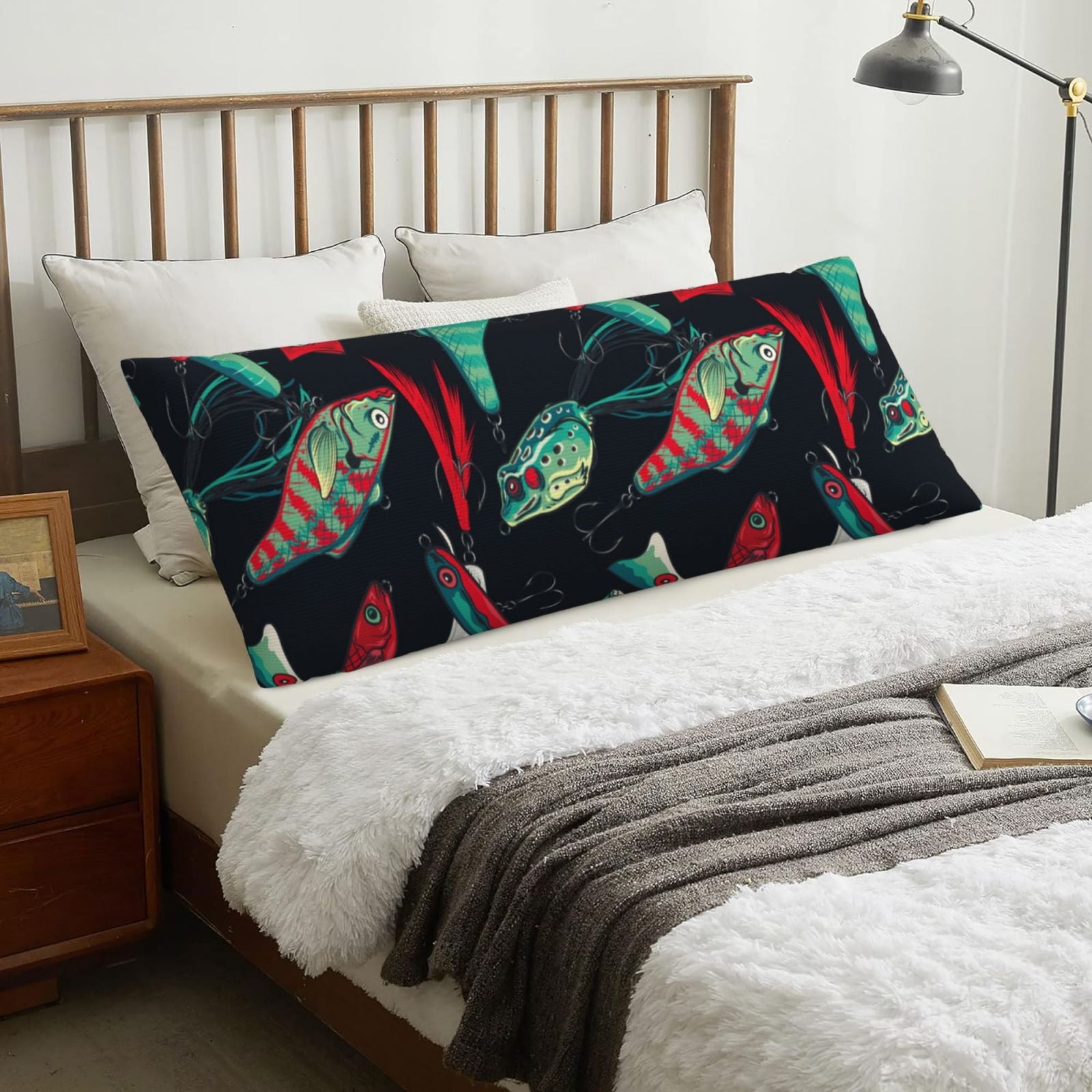 Body Pillow Cover Fishing Lure Long Pillow Cover with Zipper, Soft ...