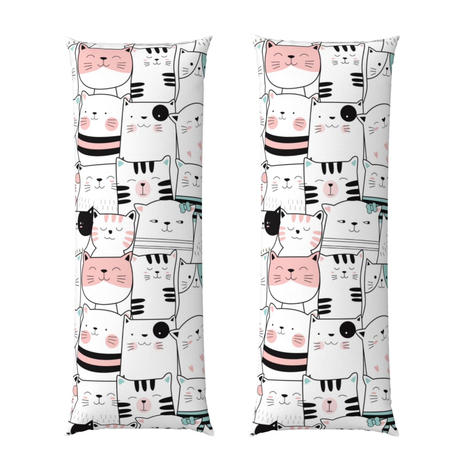 Body Pillow Cover - Funny Cute Cartoon Cat Super Soft Body Pillow Cover ...