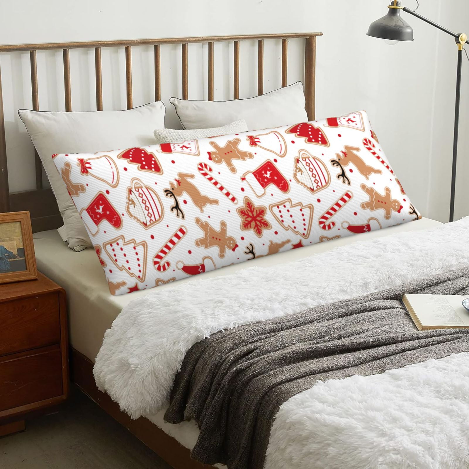 Body Pillow Cover Gingerbread Holiday Sweets Long Pillow Cover with ...