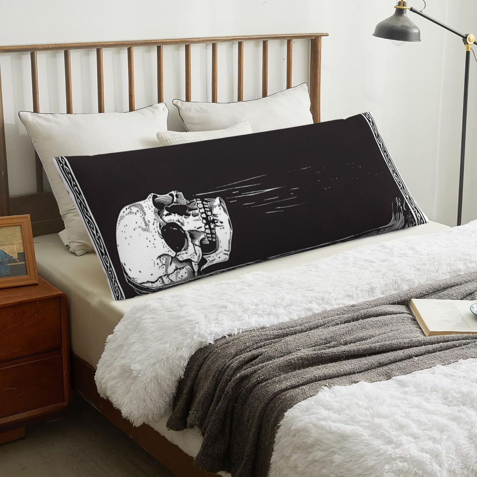 Body Pillow Cover - Gothic Skull Drape Soft Body Pillow Cover with ...