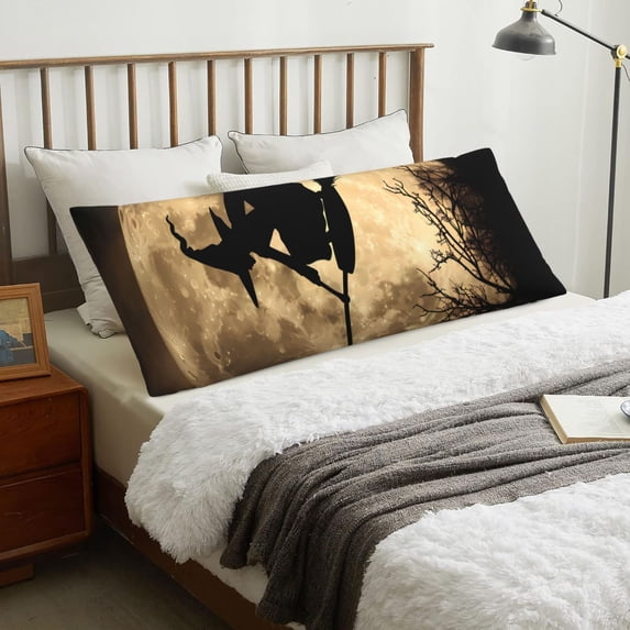 Body Pillow Cover - Halloween Witch Full Moon Flight Soft Body Pillow ...
