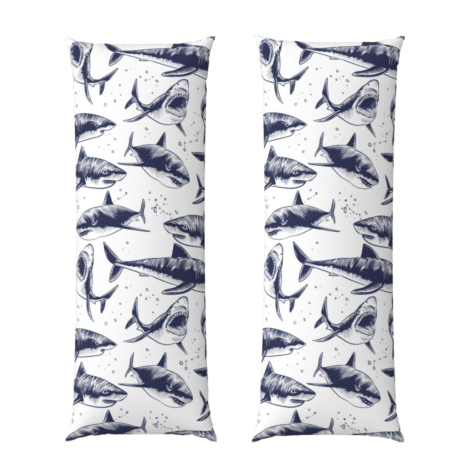 Body Pillow Cover, Hand Drawn Shark Printing Cooling Body Pillow ...