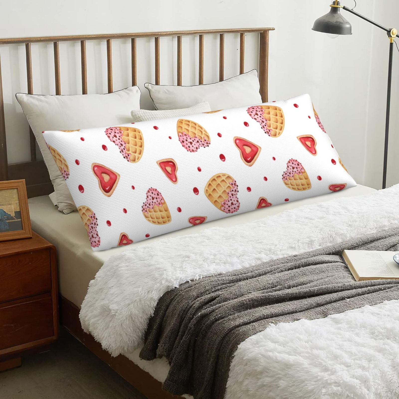 Body Pillow Cover - Heart Waffle Print Kawaii Soft Body Pillow ...