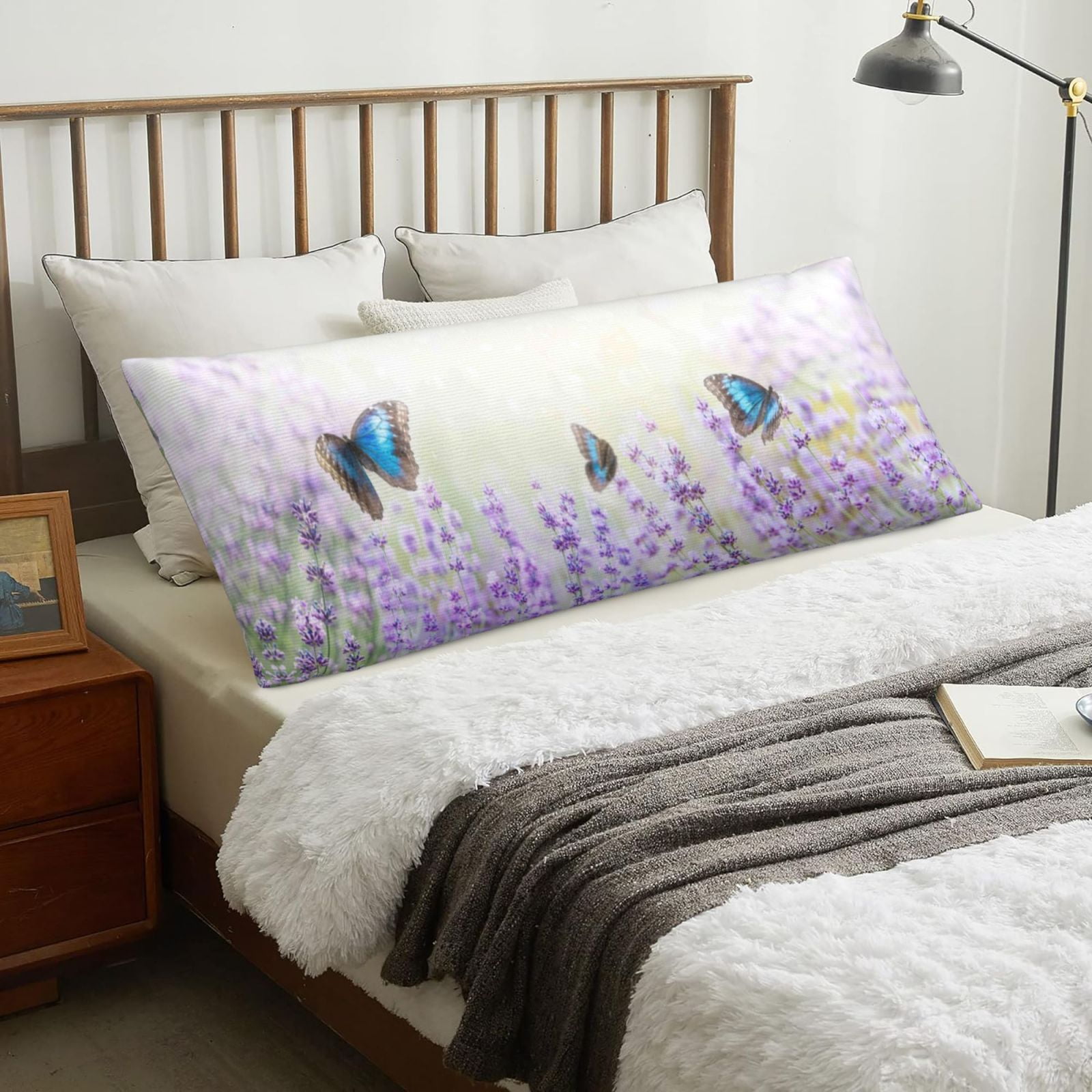 Body Pillow Cover - Lavender and Butterfly Soft Body Pillow Cover with ...