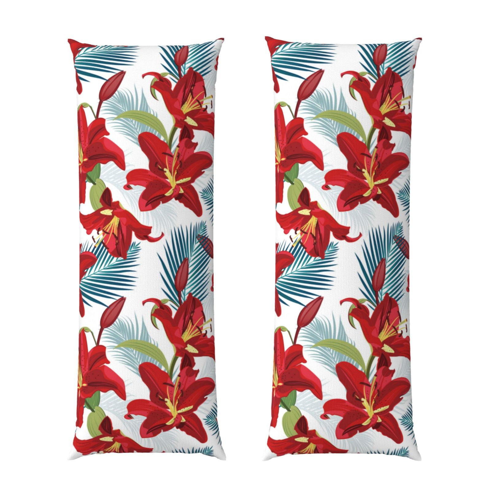 Body Pillow Cover Lilies Flowers Blue Red Body Pillow Cases With Zipper ...