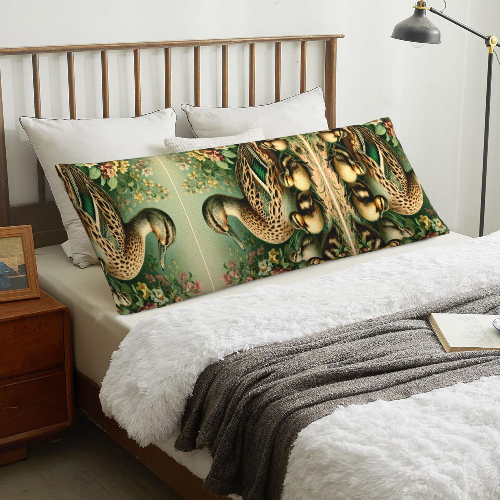 Body Pillow Cover, Mallard Duck And Flowers Body Pillow PillowCase with ...