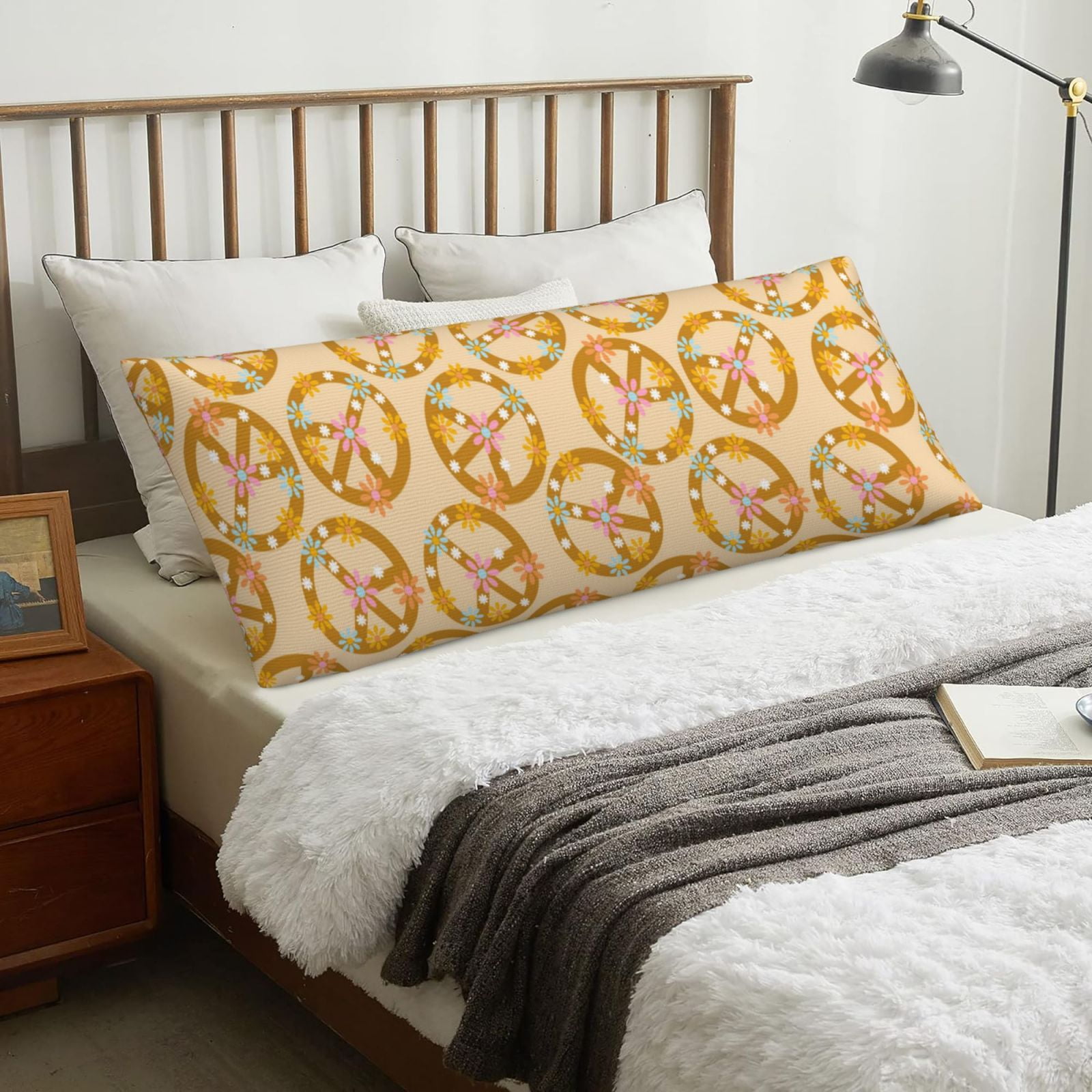 Body Pillow Cover - Peace Sign flower yellow Super Soft Body Pillow ...