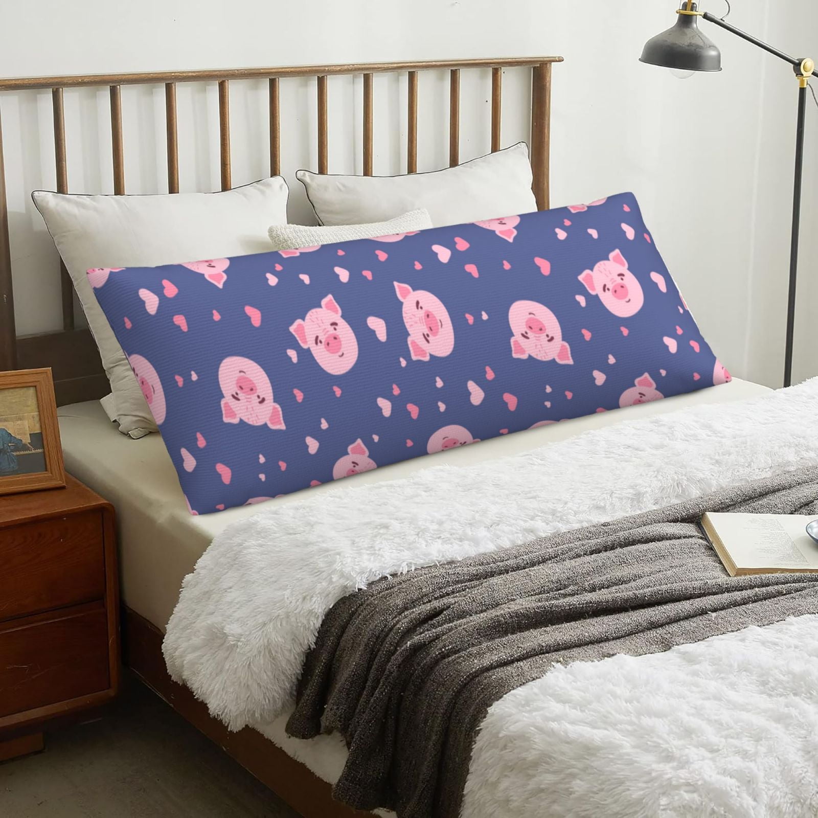 Body Pillow Cover - Pink Love Cute Pig Soft Comfort Body Pillow ...