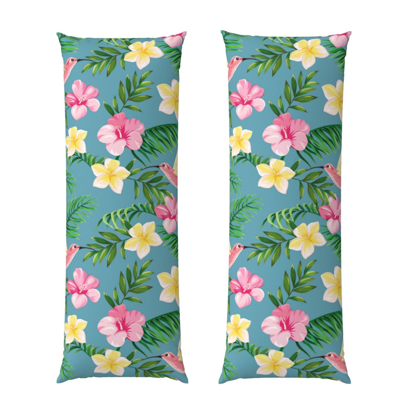 Body Pillow Cover - Pink Yellow Flower Hummingbird Super Soft Body ...