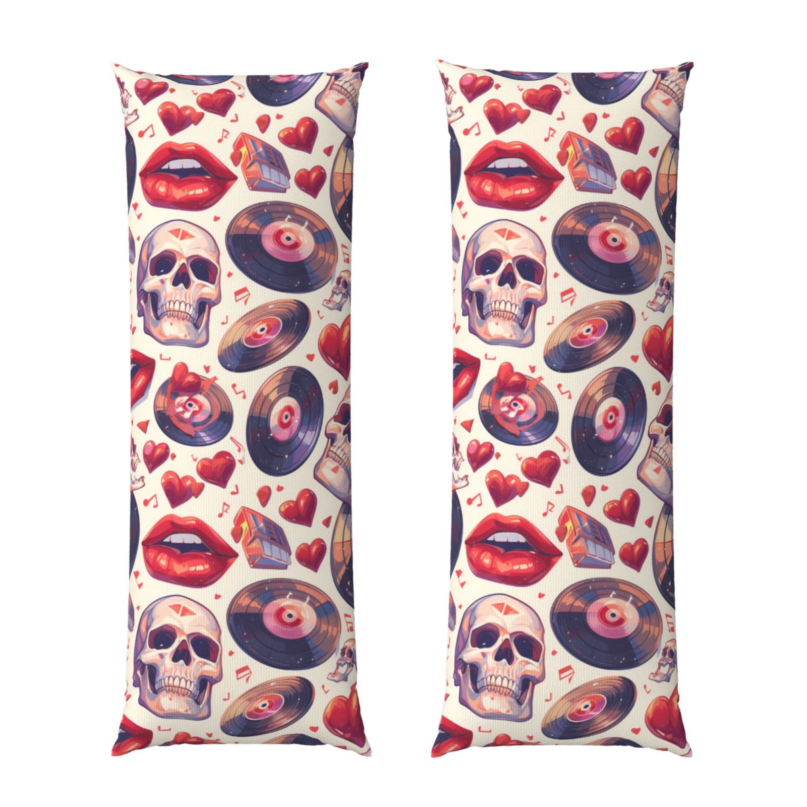 Body Pillow Cover, Record Rock Skull Lips Body Pillow Pillowcase With ...