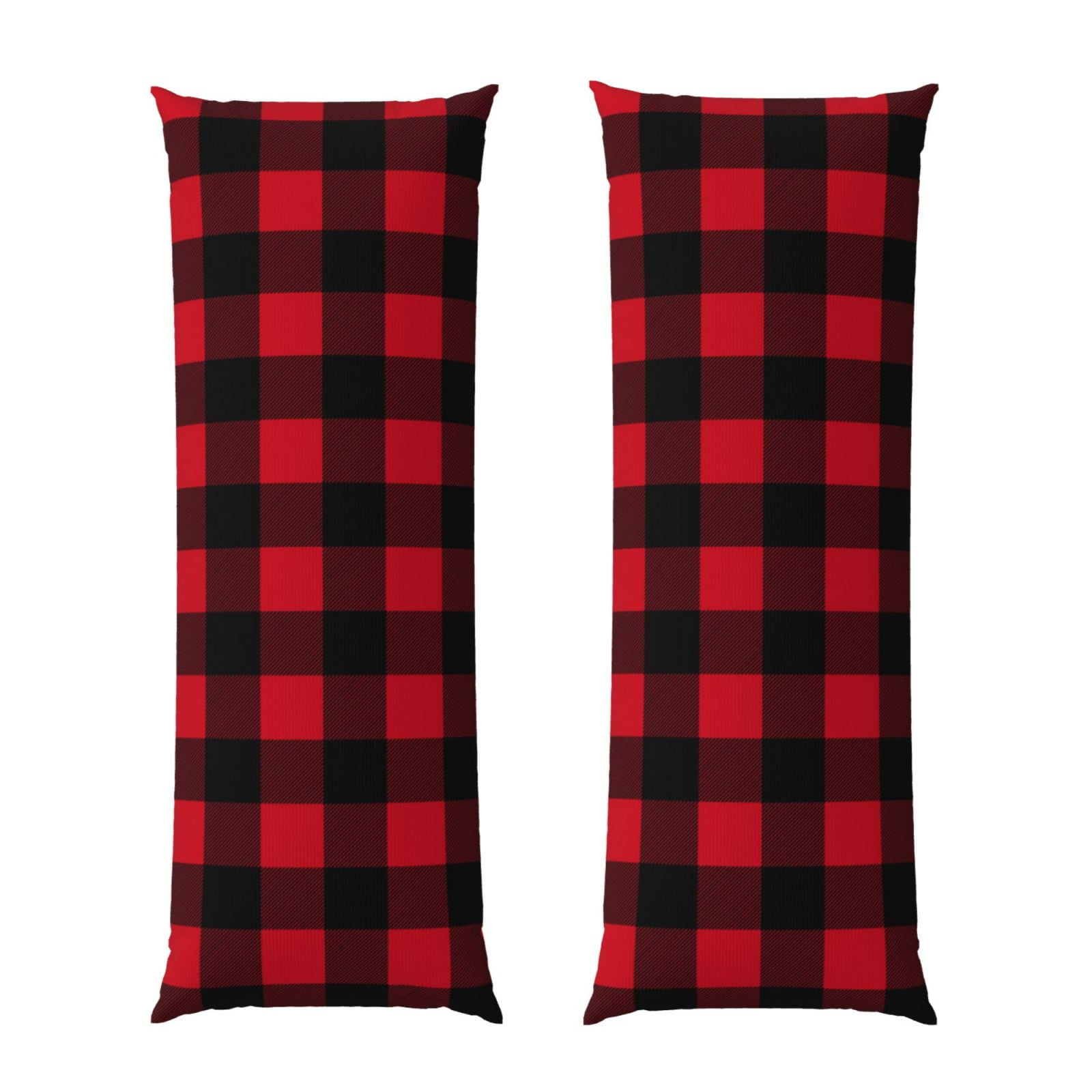Body Pillow Cover - Red Black Twill Stripe Plaid Super Soft Body Pillow ...