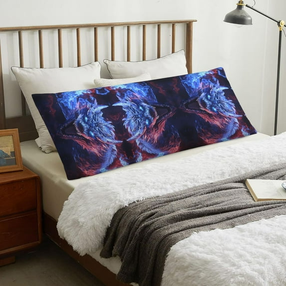 Body Pillow Cover - Red and Blue Fire Dragon Printing Cooling Body ...