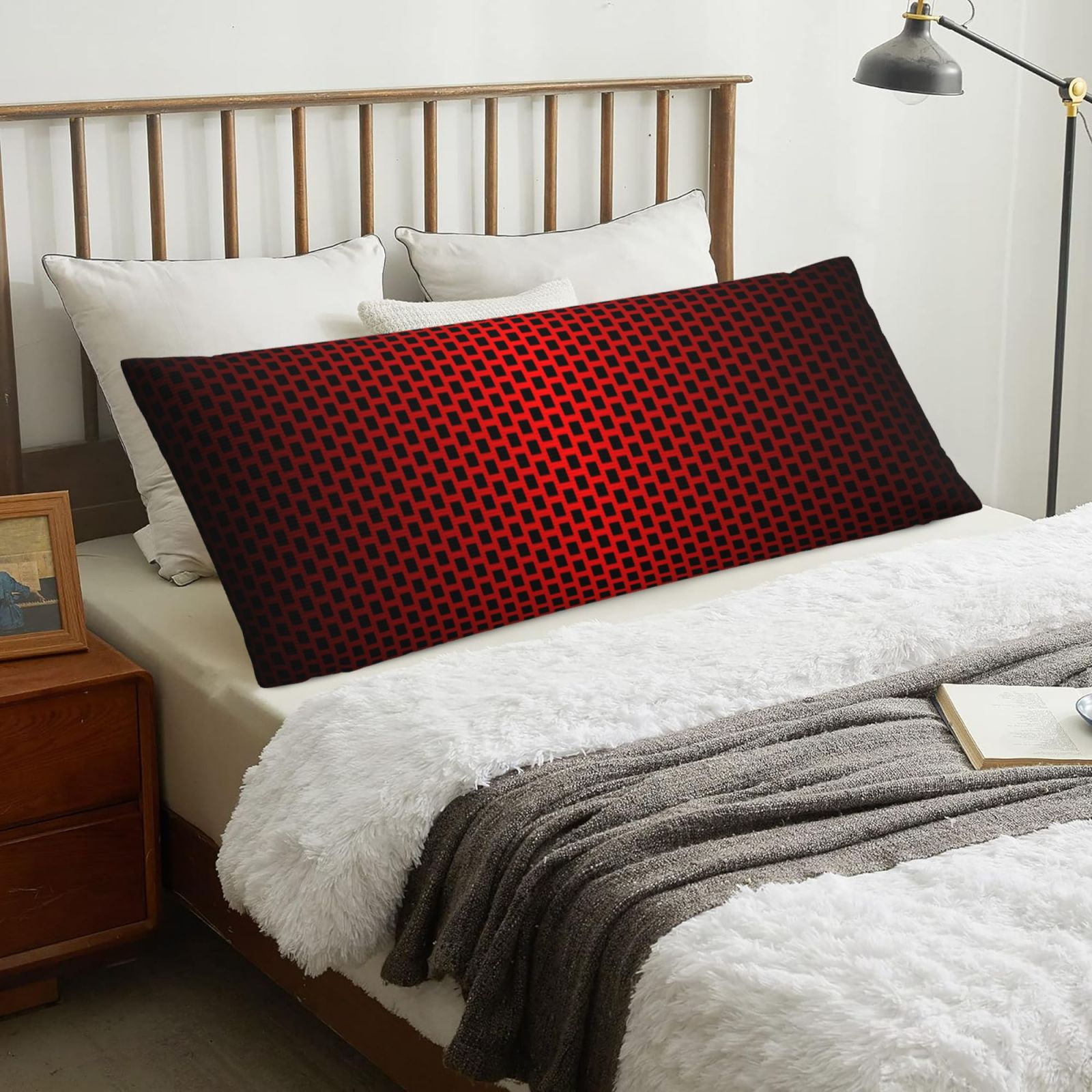 Body Pillow Cover - Red Geometric Perforated Soft Body Pillow Cover ...