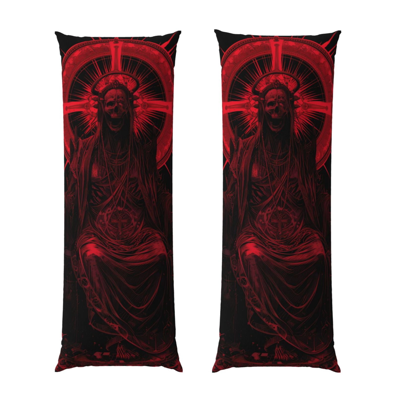 Body Pillow Cover Red Gothic Skeleton Throne Body Pillow Cases With ...