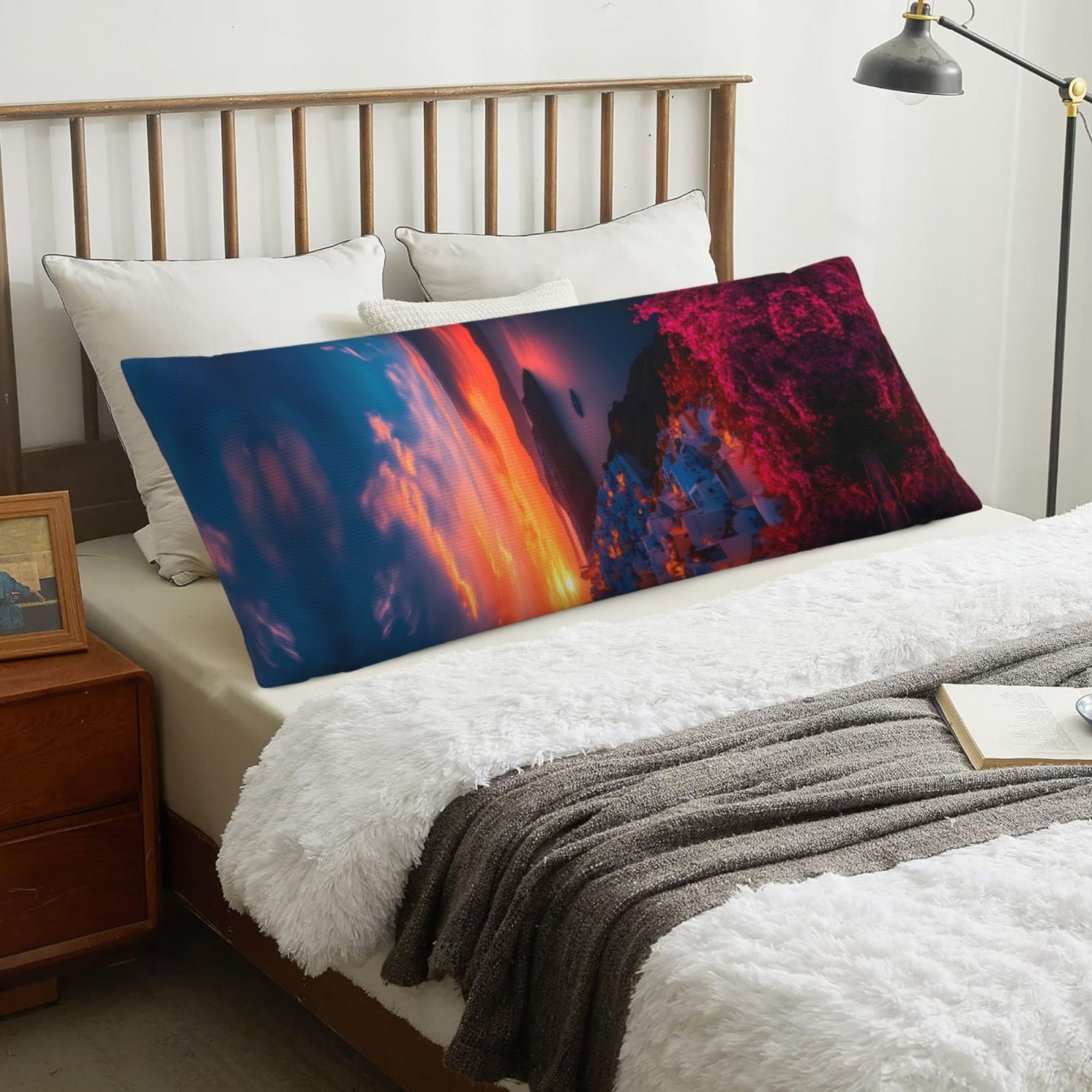 Body Pillow Cover - Santorini Sunset Bliss Super Soft Body Pillow Cover ...