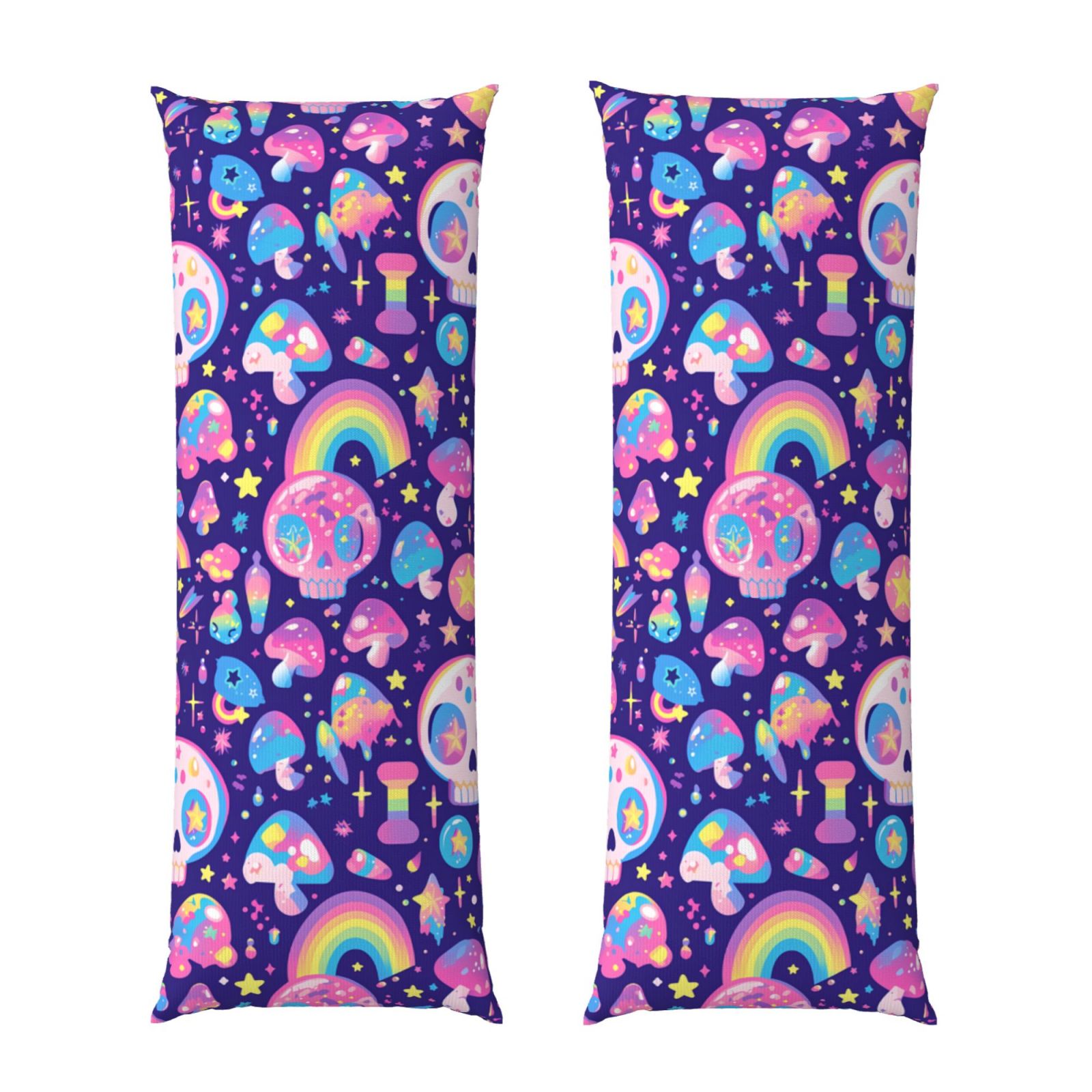 Body Pillow Cover, Skull Mushroom Rainbow Body Pillow Pillowcase With ...