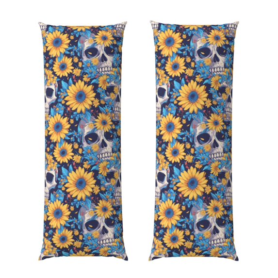 Body Pillow Cover - Skull daisy yellow blue Super Soft Body Pillow ...