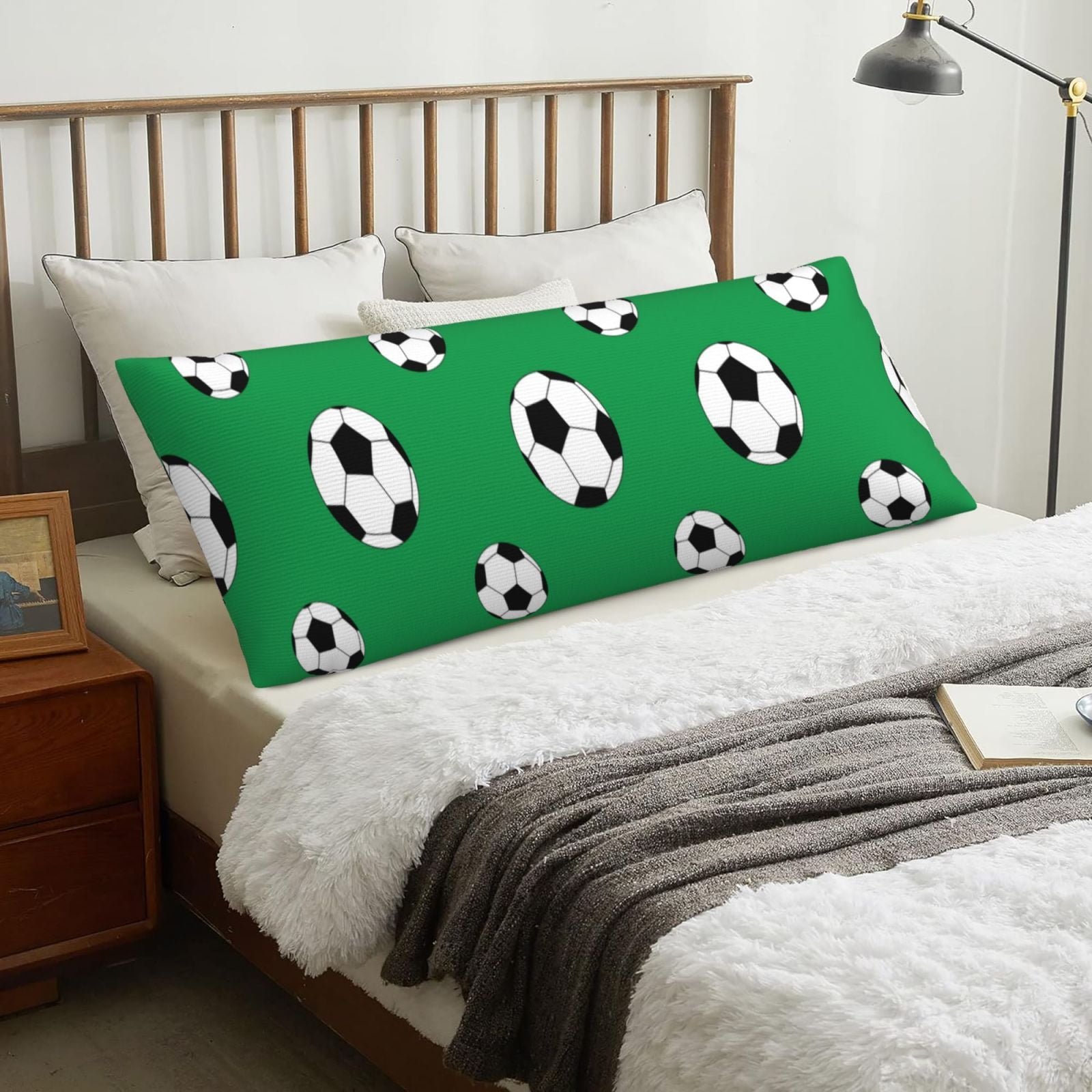 Body Pillow Cover - Soccer balls green cute Soft Body Pillow Pillowcase ...
