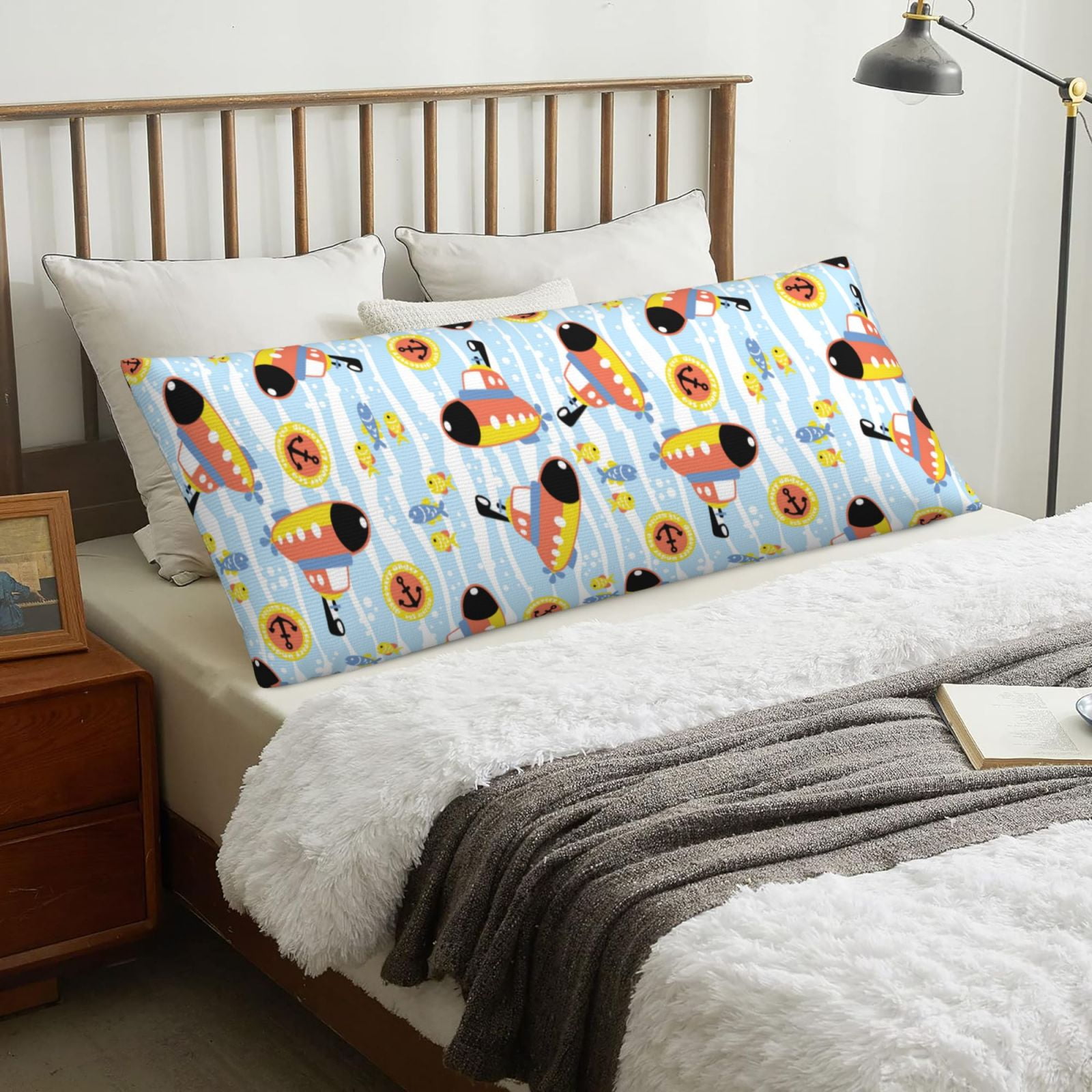 Body Pillow Cover - Submarine With Fishes Undersea Printing Cooling ...