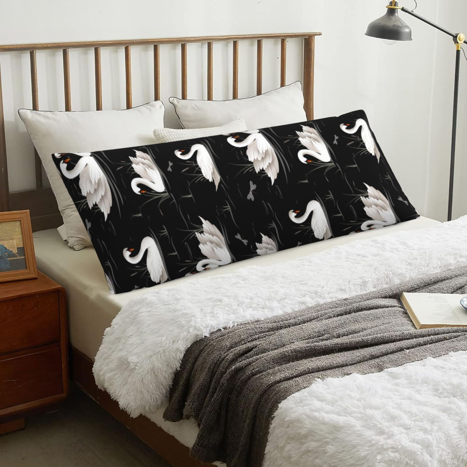 Body Pillow Cover - Swan And Dragonflies Super Soft Body Pillow Cover ...