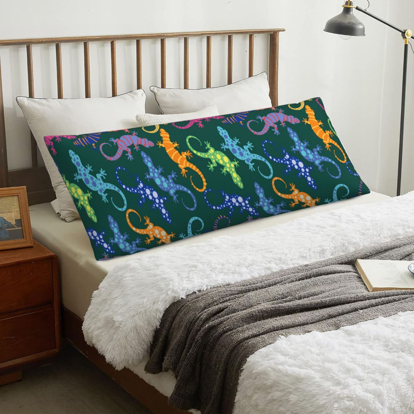 Body Pillow Cover - Tropical Lizard Gecko Colorful Soft Body Pillow ...