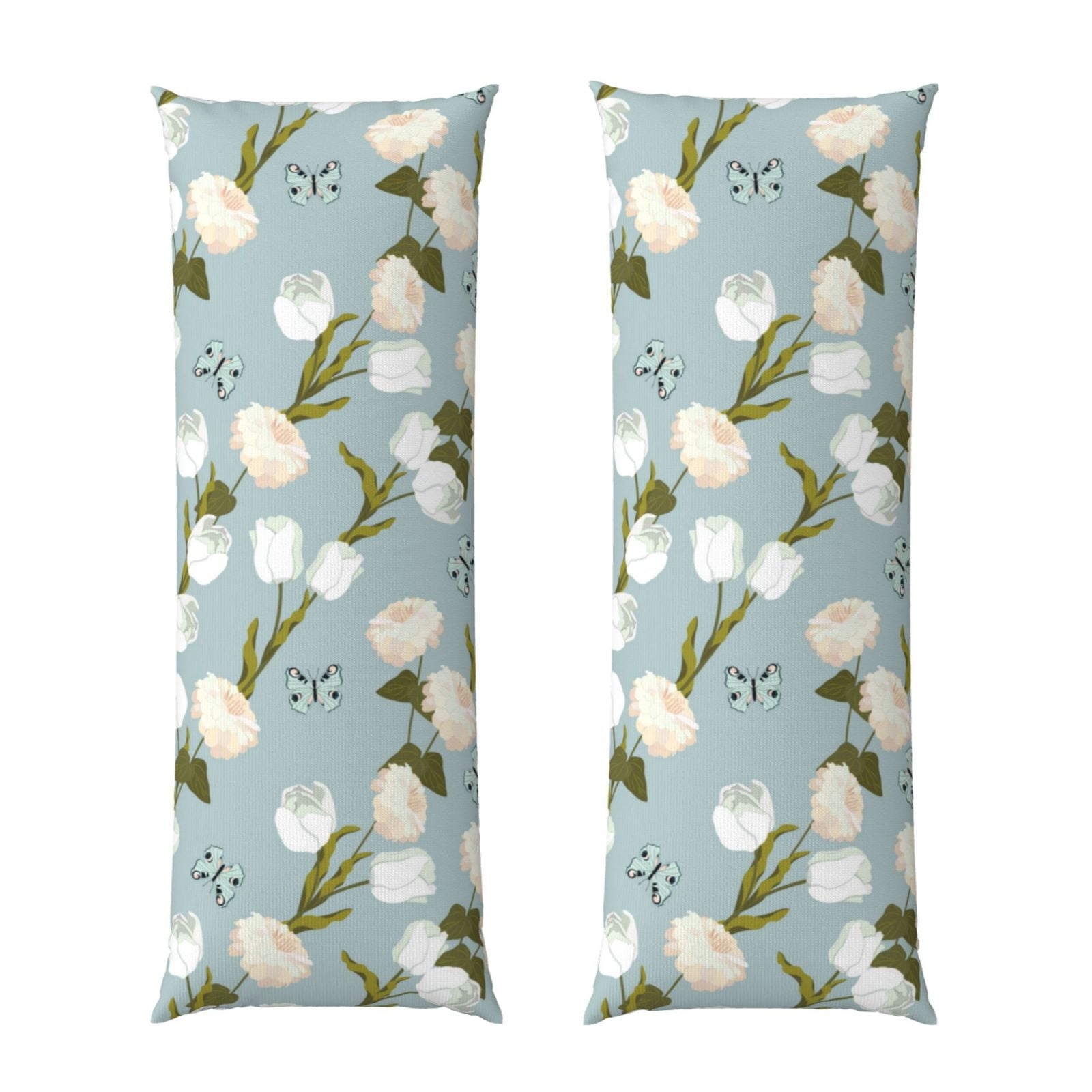 Body Pillow Cover, Tulips Flowers Blue Printing Cooling Body Pillow ...