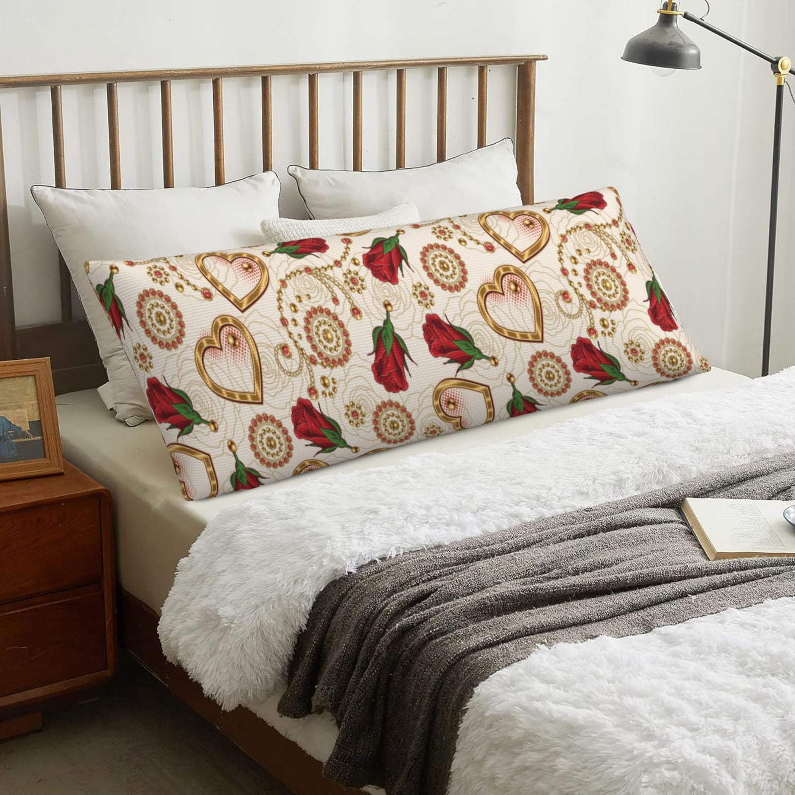 Body Pillow Cover - Valentine's Day Rose Soft Body Pillow Pillowcase ...