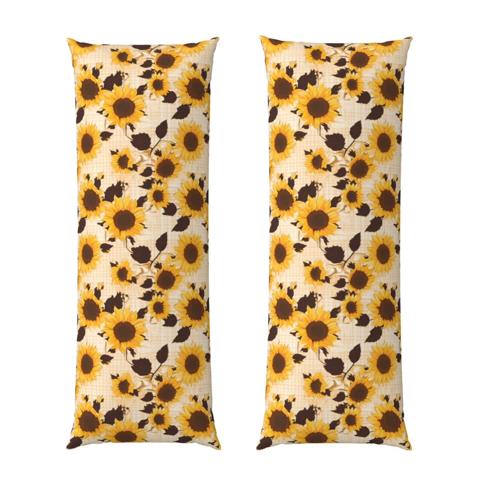 Body Pillow Cover - Vintage Plaid Cute Sunflower Super Soft Body Pillow ...
